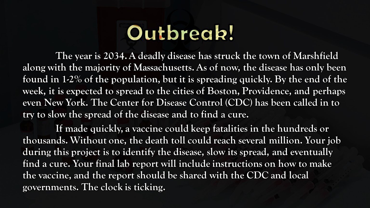 Outbreak! – Day 1 – www.MrAscience.com